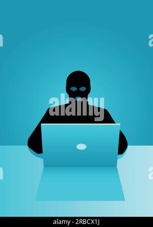 Vector illustration of a hacker behind laptop computer Stock Vector Image & Art - Alamy