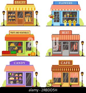 stores shopping front cartoon Stock Vector Image & Art - Alamy