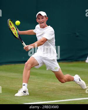 Charlie Camus in action in the Boys singles on day seven of the 2023 ...