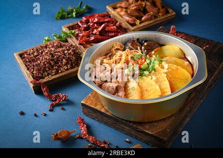 Take away hot pot combo, sweet garlic, and beef slices. It’s very ...