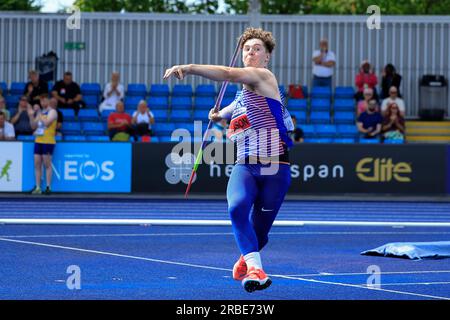 Michael Allison throws the javelin during the UK Athletics ...