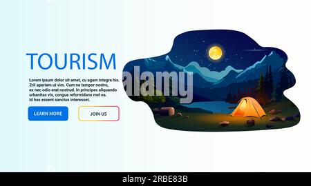 tent camping area with campfire night campsite summer camp travel ...