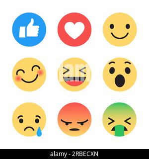 Modern emoji design on white background. Social Network emoticons ...