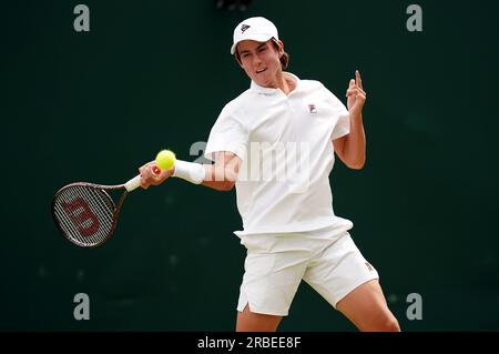 Oliver Bonding in action in the Boys singles on day seven of the 2023 ...