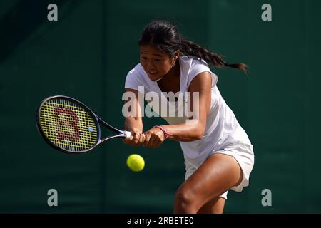 Wakana Sonobe in action in the Girls singles on day seven of the 2023 ...