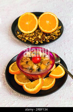 Traditional Turkish Orange Ashura Dessert, designed with sliced oranges ...