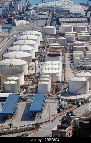 Big oil refinery near a city street at dawn. Photo from 2011 Stock ...