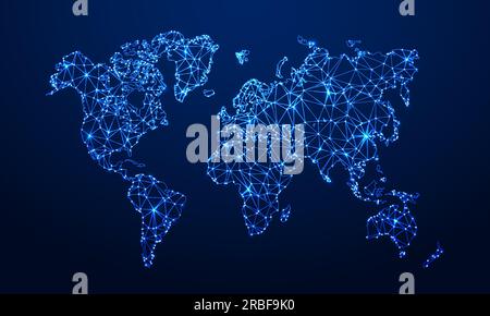 Futuristic glowing low polygonal planet Earth globe map with red and ...