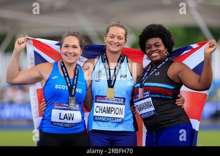 Jade Lally celebrates her gold medal in the women’s discus during the ...