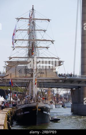 The Belem, a famous French three-masted ship built in 1896, docked at ...