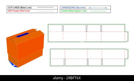 3 lid corrugated standard shipping box, cardboard carton shipping box with 3D render and die ...