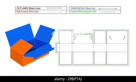 Corrugated carton folding box die line template and 3D box design ...