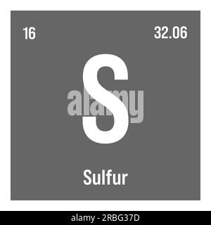 Sulfur symbol. Element number 16 of the Periodic Table of the Elements ...