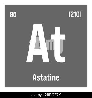 Astatine, At, periodic table element with name, symbol, atomic number ...