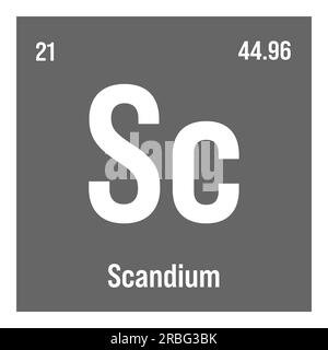 Scandium symbol. Element number 21 of the Periodic Table of the ...