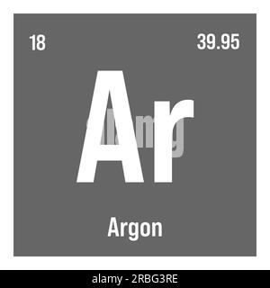 Argon symbol. Element number 18 of the Periodic Table of the Elements ...