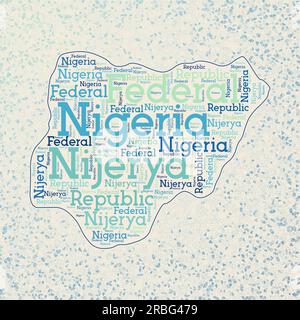Nigeria word cloud. Country shape with region division. Nigeria ...