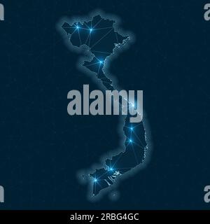 Network map of Vietnam. Country digital connections map. Technology ...