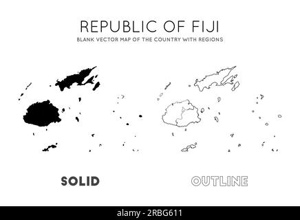 Fiji map. Blank vector map of the country. Borders of Fiji for your ...
