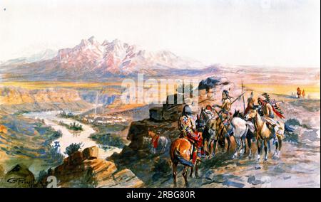Planning the Attack 1900 by Charles M. Russell Stock Photo - Alamy