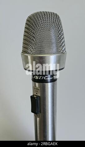 Stainless Steele vintage microphone with cord Stock Photo - Alamy