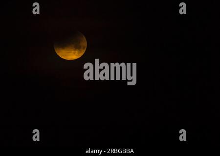 Scenic reflection of sunlight from the moon in lunar eclipse on 31 ...