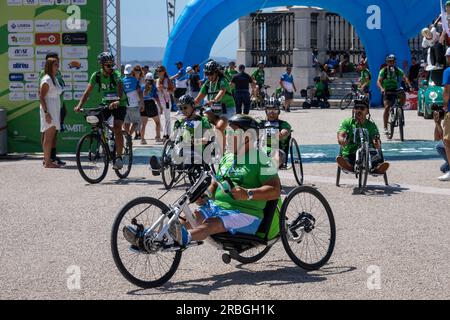 Participants in World Naked Bike Ride in Bristol 2022 at rest stop in ...