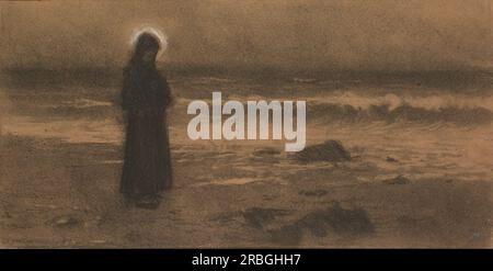 'Kontemplace, Mnich na morském brehu' by Jakub Schikaneder depicts a ...