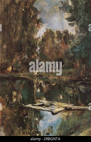'Pond in Abramtsevo' is a landscape painting capturing the serene ...