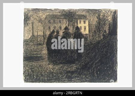 Georges Seurat - Group Figures Front House Some Trees Stock Photo - Alamy