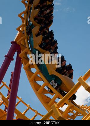 Roller coaster at the Elitch Gardens Theme Park in Denver, Colorado ...