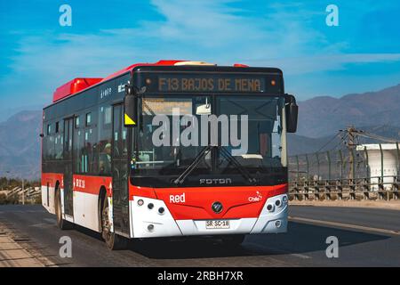 Santiago, Chile - April 11 2023: A public transport Transantiago, or ...