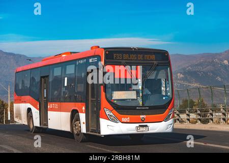 Santiago, Chile - April 11 2023: A public transport Transantiago, or ...