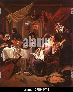 Jan Steen. "The Dissolute Household" by the Dutch Golden Age artist ...