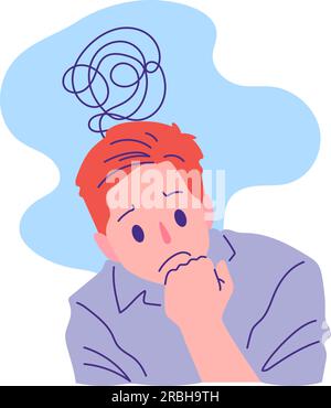 worried man insecure feeling,stressful and depressed in prop up pose ...