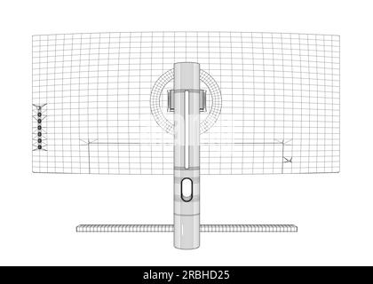 Wireframe of modern thin frame display computer monitor vector ...