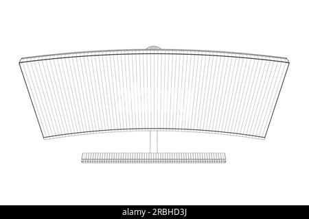 Wireframe of modern thin frame display computer monitor vector ...
