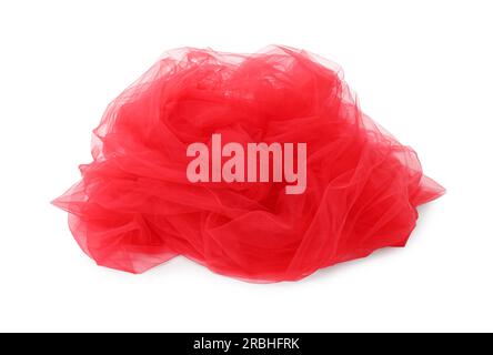Beautiful red tulle fabric on white background. Space for text Stock ...