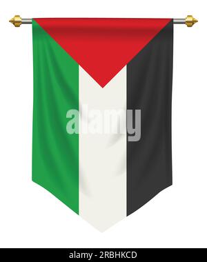 Vertical Pennant Flag of Palestine as Icon on White Background with ...