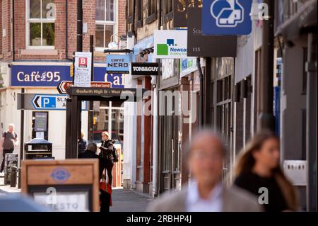 Shops on Gosforth High Street, Tyne and Wear Stock Photo - Alamy