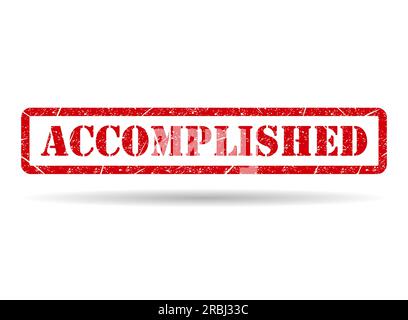 Accomplished stamp symbol shadow, label sticker sign button, text ...