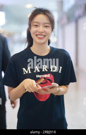 Chinese actress Xu Ruohan appears at airport in Shanghai, China. 7th ...