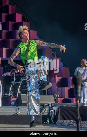 The singer Machine Gun Kelly during a performance on the first day of ...