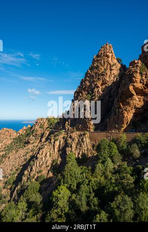 Red granite rocks, Tafoni, Calanches de Piana, Bay of Porto, Porto ...