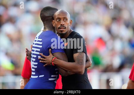Second place finisher Vernon Norwood reacts after competing in the men ...