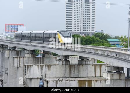 Bangkok,Thailand - 6June, 2023: Yellow line route map of Electirc train ...