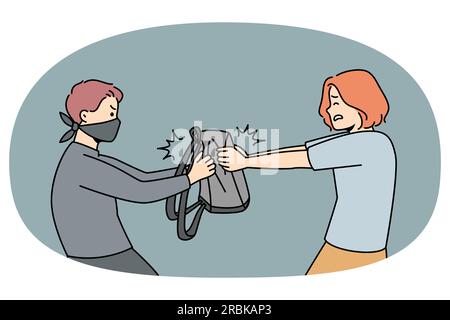 Robbery and theft on city street vector illustration. Cartoon dangerous ...