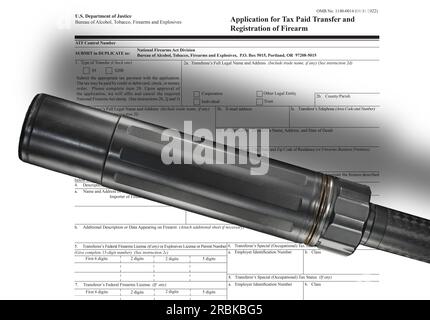 Public domain ATF form in the shadow of the silencer that requires its ...