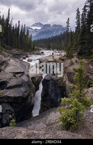 The Mistaya River flows through Mistaya Canyon in Banff National Park ...