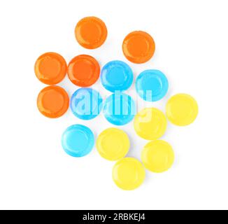 Many different colorful cough drops on white background Stock Photo - Alamy